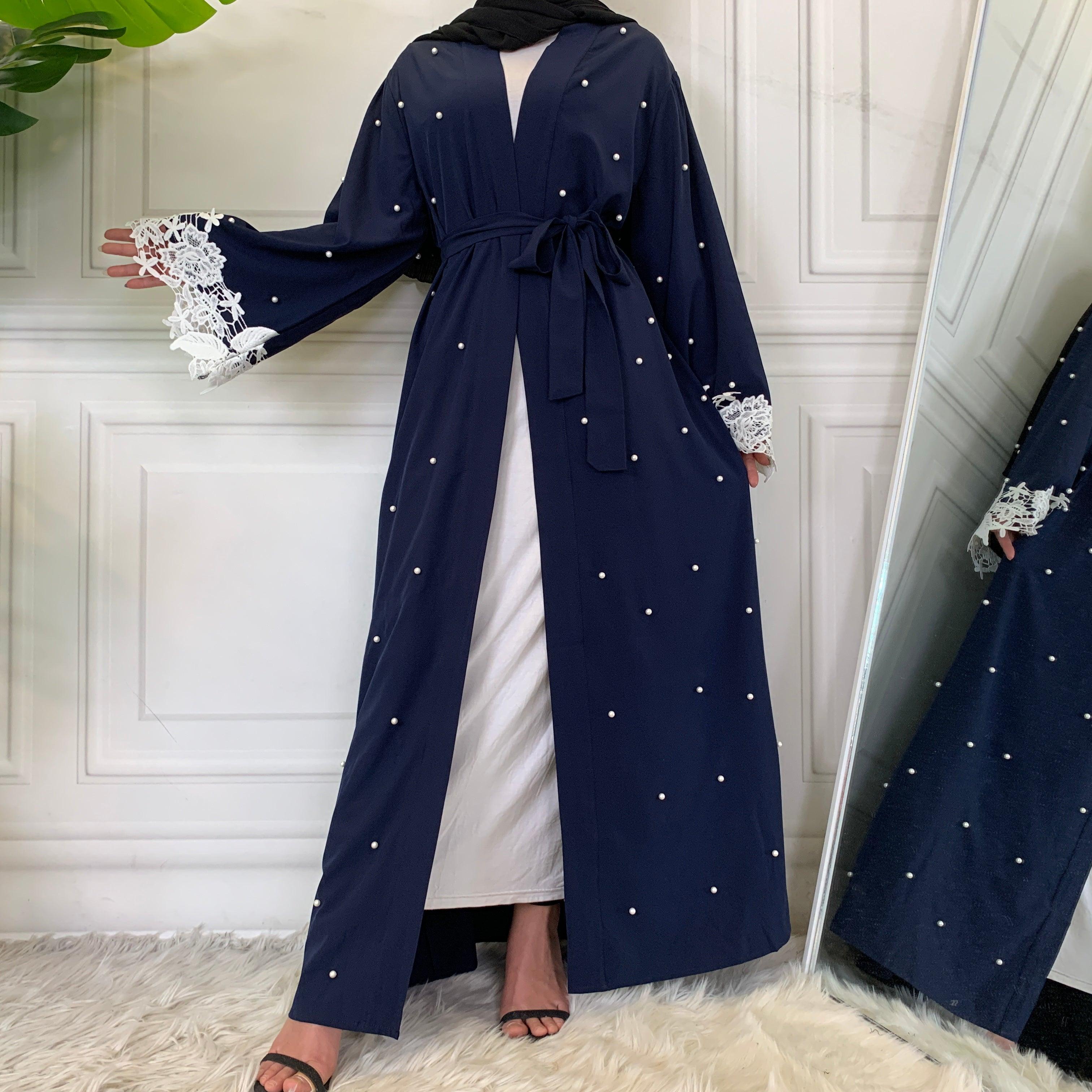 1637# Eid Navy Blue Open Muslim Abayas - CHAOMENG MUSLIM SHOP ...