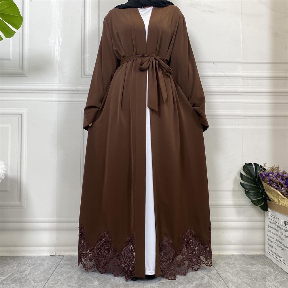 1947# Long Sleeve Beautiful Lace Elegant Simple Abaya For Muslim Women ...