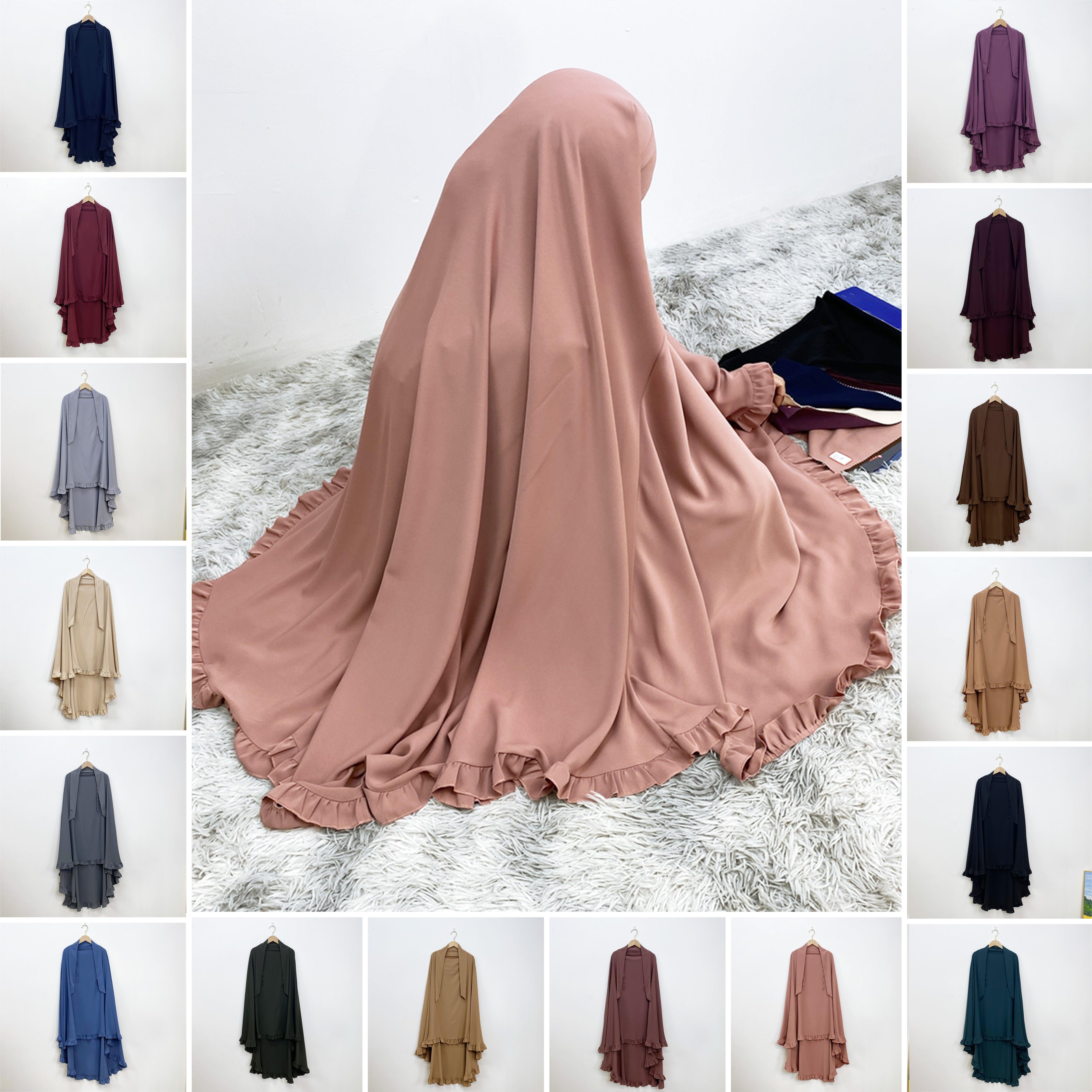 2338# 2025 Fashion ElD One Layer Niqab Hijab Ruffle Women Khimar Muslim ...