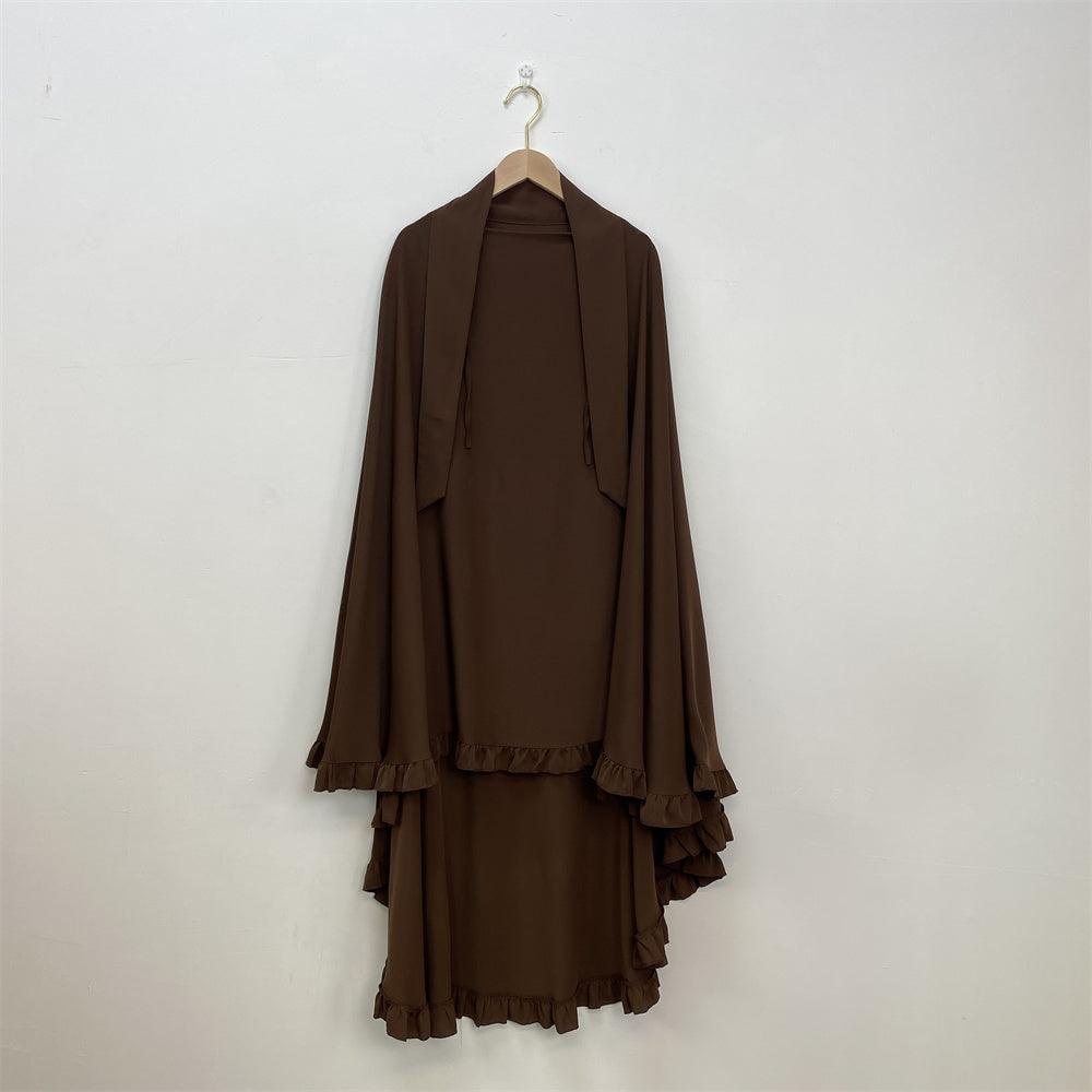 2338# 2025 Fashion ElD One Layer Niqab Hijab Ruffle Women Khimar Muslim ...