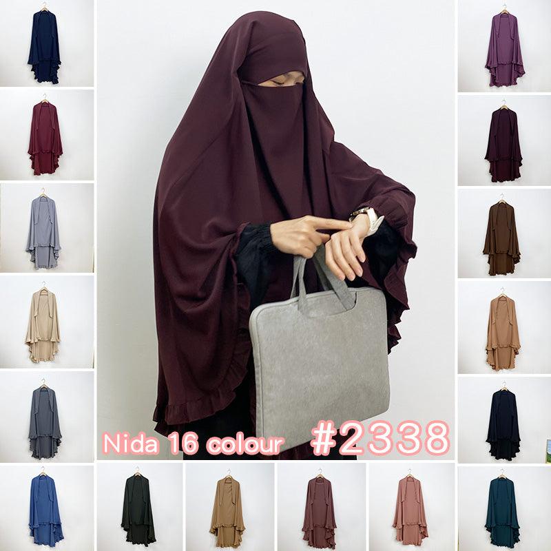 2338# 2025 Fashion ElD One Layer Niqab Hijab Ruffle Women Khimar Muslim ...