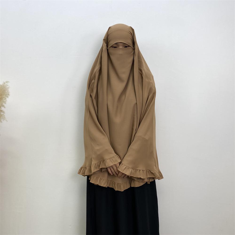 2338# 2025 Fashion ElD One Layer Niqab Hijab Ruffle Women Khimar Muslim ...