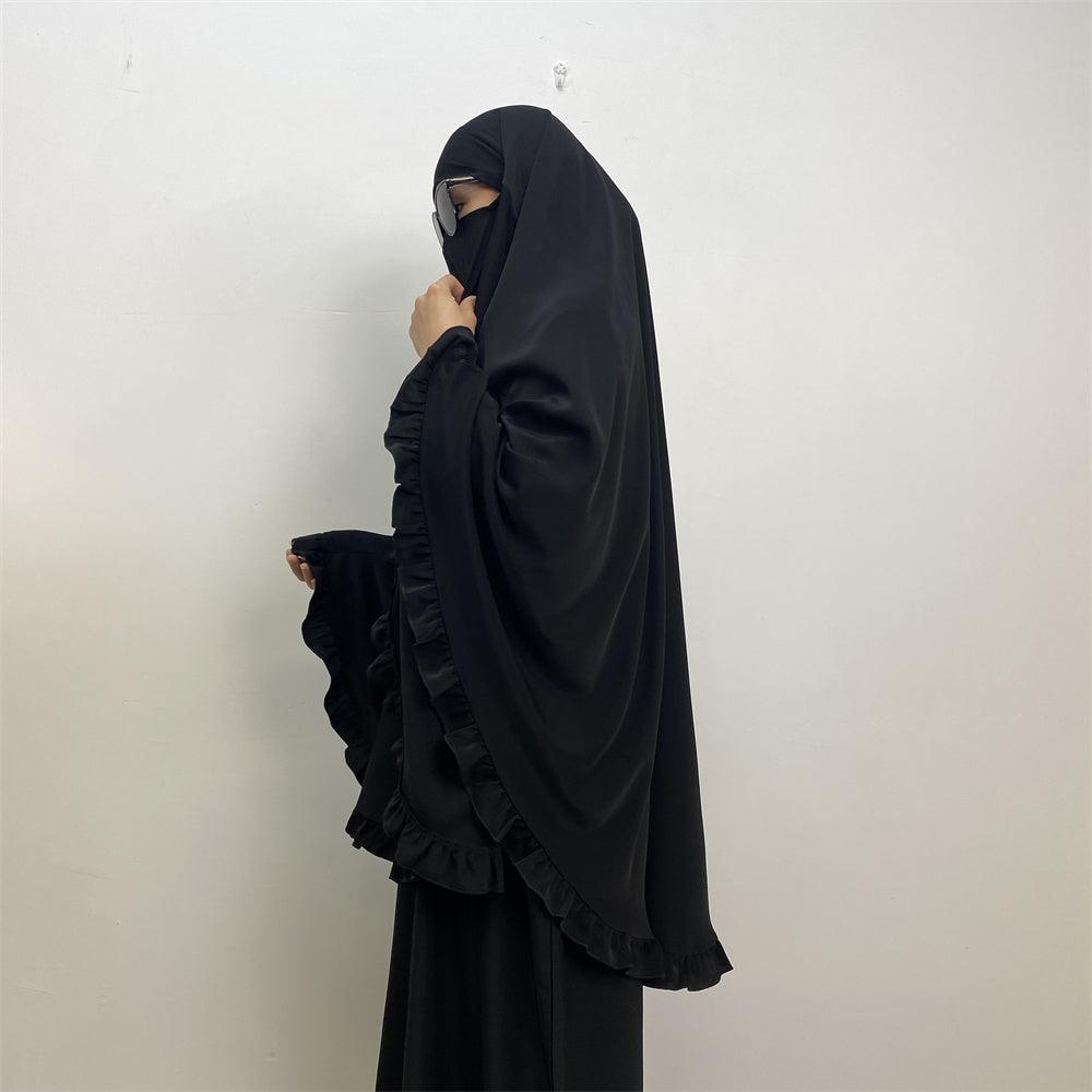 2338# 2025 Fashion ElD One Layer Niqab Hijab Ruffle Women Khimar Muslim ...